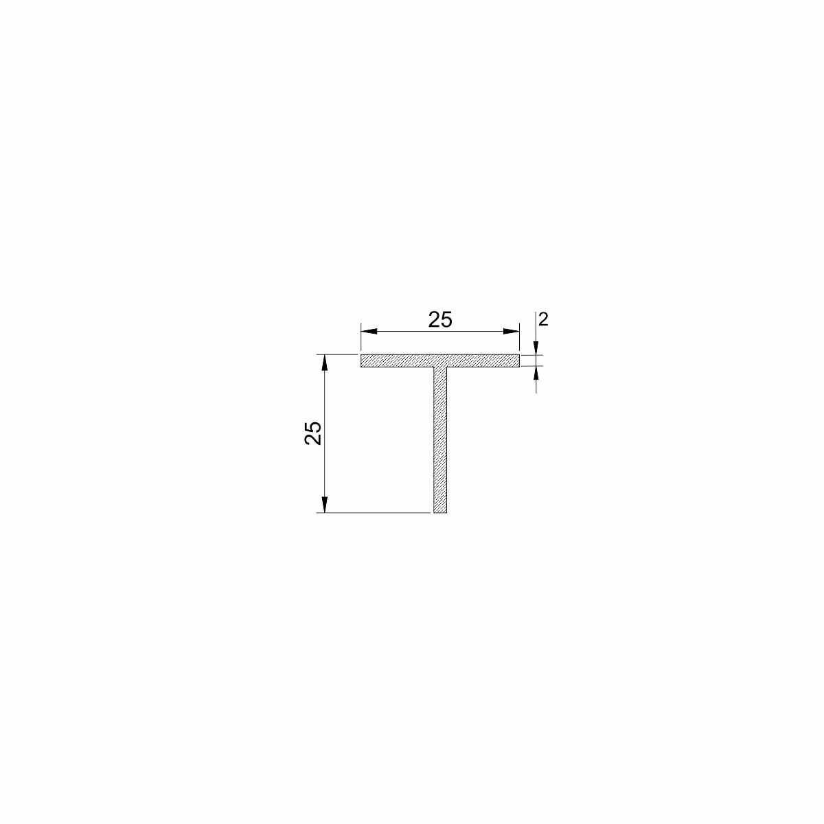 Al profil T 25x25x2,0mm L=2m | Europrofil
