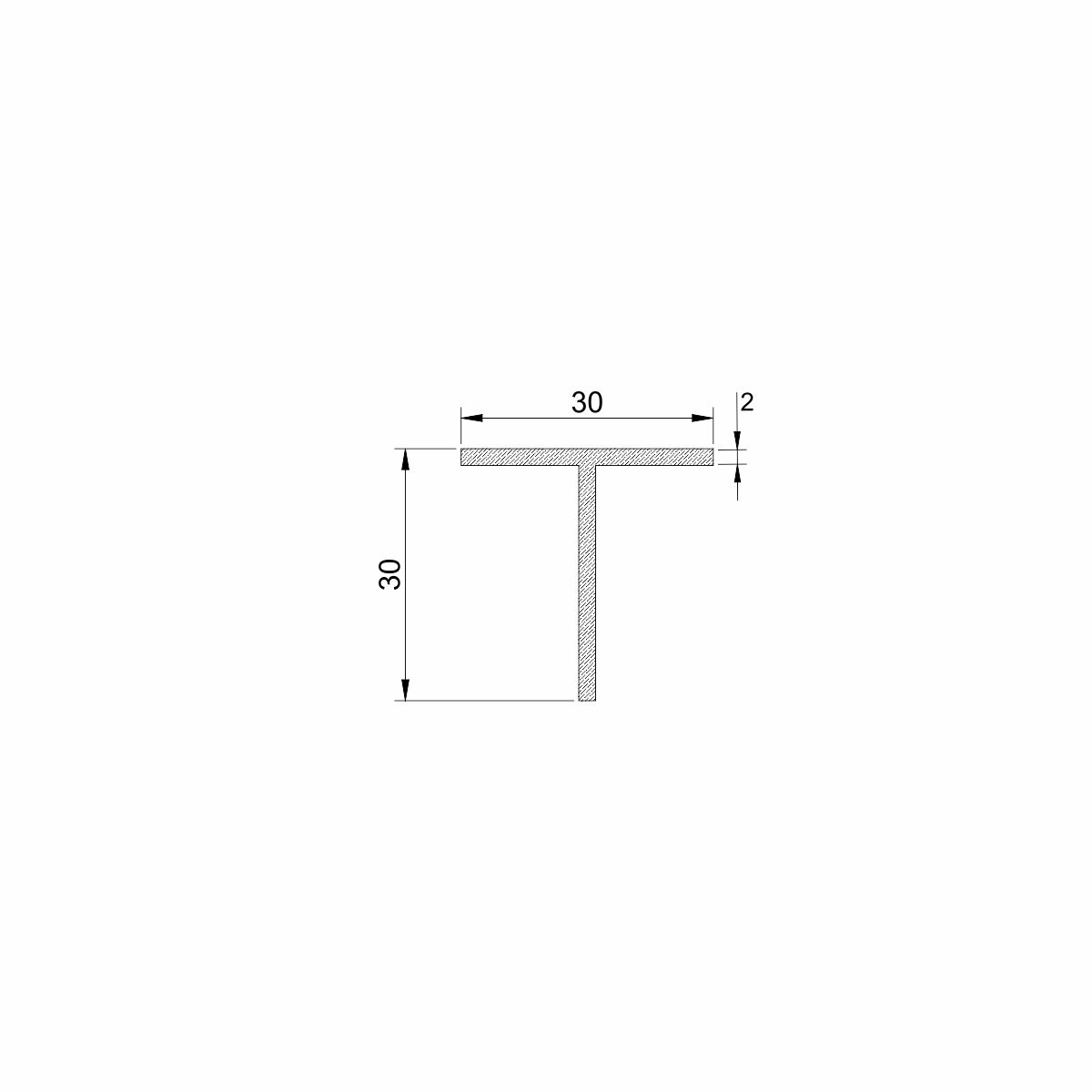 Al profil T 30x30x2,0mm L=1m | Europrofil