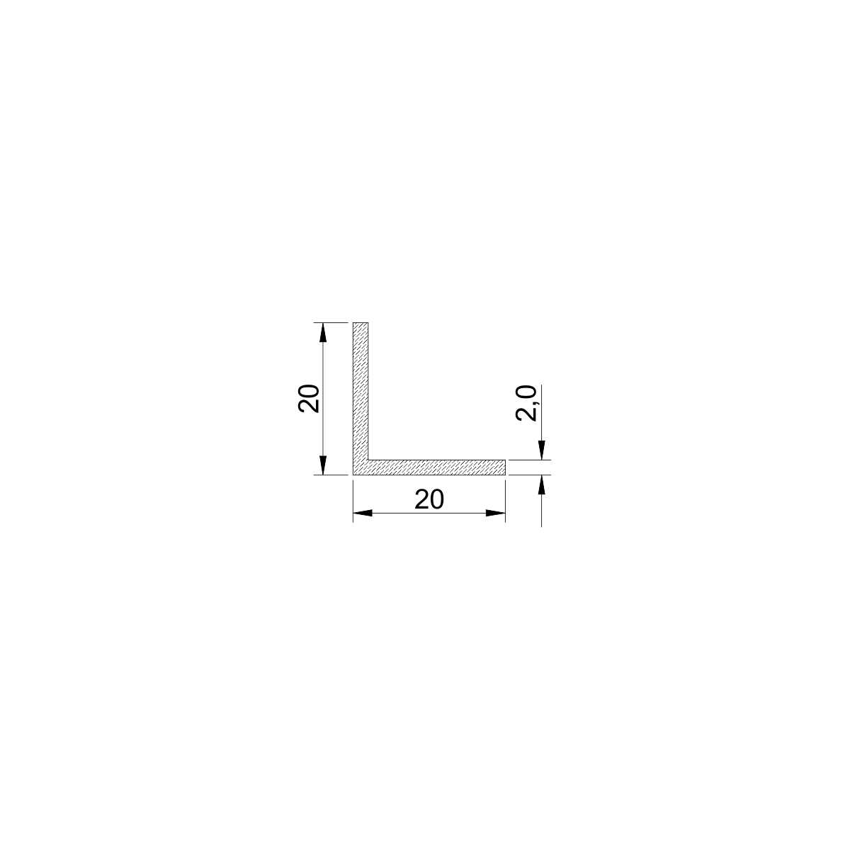 Al profil L 20x20x2,0mm L=2m | Europrofil