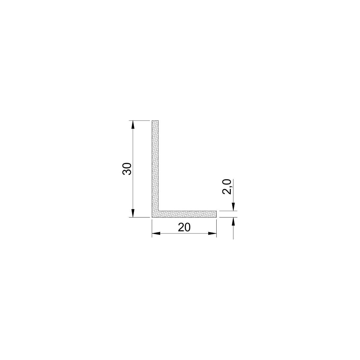 Al profil L 30x20x2,0mm L=2m | Europrofil