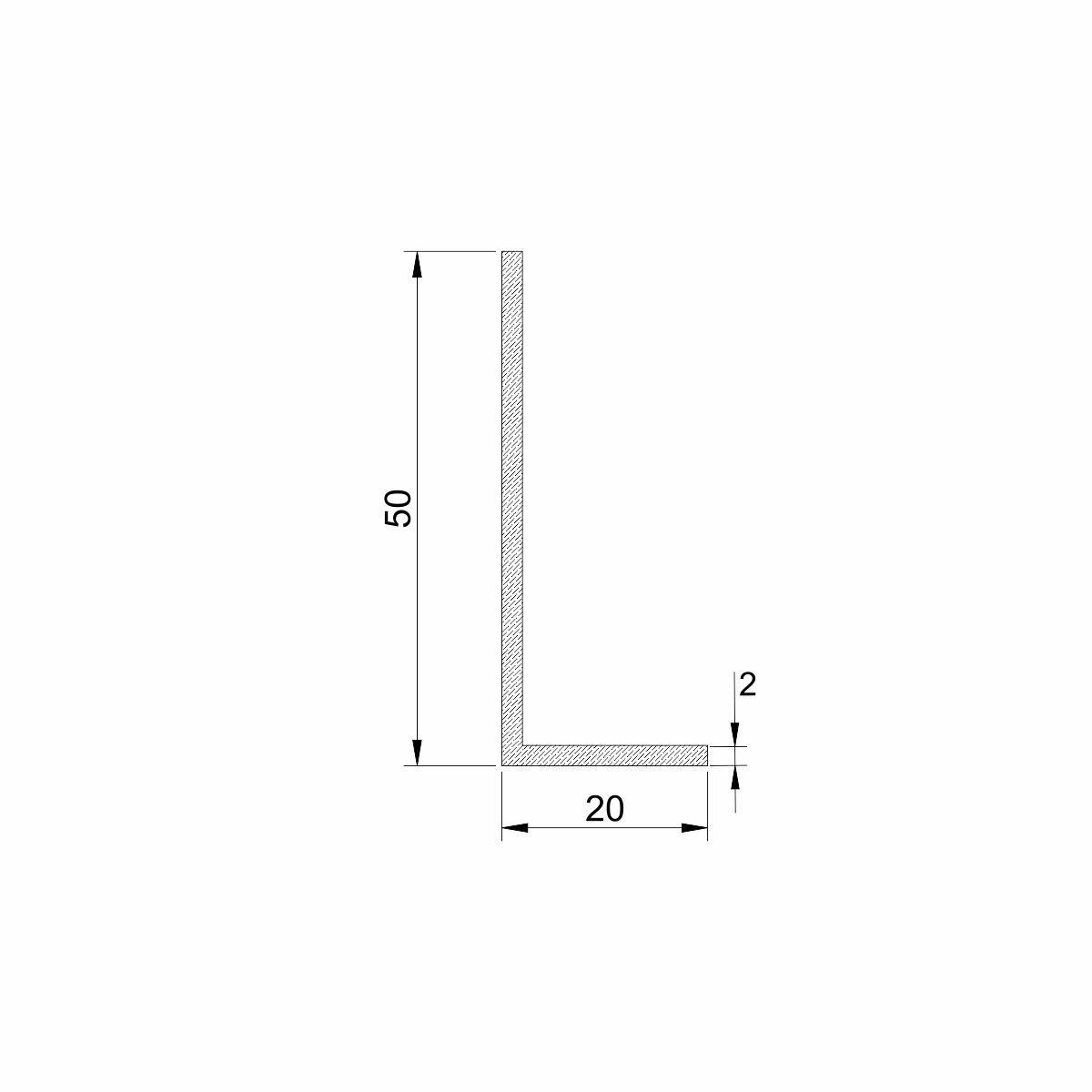 Al profil L 50x20x2,0mm L=2m | Europrofil