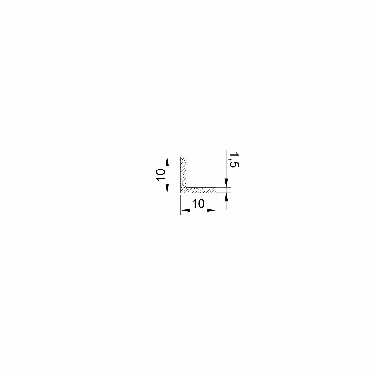 Al profil L 10x10x1.5mm sirovi | Europrofil
