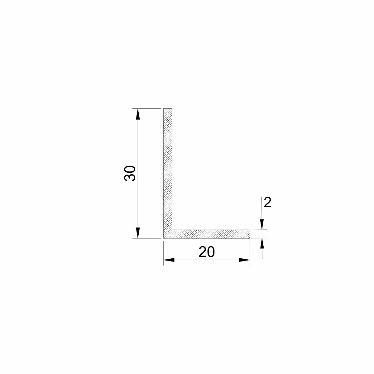 Al profil L 30x20x2,0mm sirovi | Europrofil