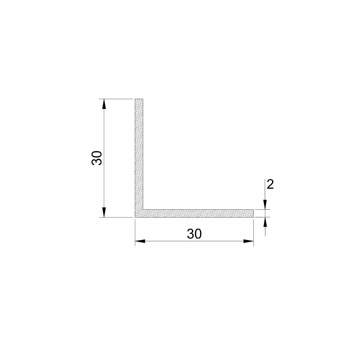 Al profil L 30x30x2,0mm sirovi | Europrofil
